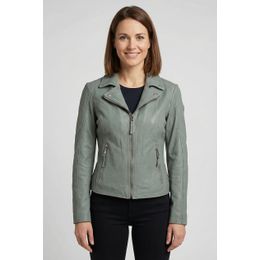 Lederjacke Mauritius "MWBajah", Damen, Gr. L (40), frosty gr&uuml;n, Obermaterial: 100% Schafsleder. Futter: 100% Polyester. &Auml;rmelfutter: 100% Polyester, unifarben, regular fit h&uuml;ftlang, mit Rei&szlig;verschluss, Jacken, mit Reverskragen