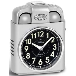 Quarzwecker Atlanta "1947/19", silber (silberfarben), Wecker, Retro Wecker, extra laut, Lautst&auml;rkenregulierung, mit Glockensignal, Licht