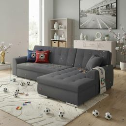 Ecksofa DOMO collection "TREVISO viele Bez&uuml;ge, auch in Cord, L-Form, 267x80x83 cm", grau, B:267cm H:83cm T:178cm, 100% Polyester, Sofas, Ecksofa, wahlw. mit Bettfunktion, inkl. Zierkissen, Unser Dauertiefpreis