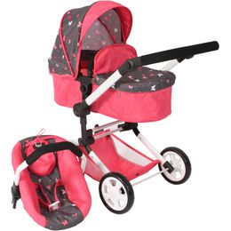Bayer Chic 2000 Kombi-Puppenwagen CHIC2000 "Linus, Butterfly", bunt (butterfly), Puppenwagen, KinderB:72cm H:82cm T:72cm, Kunststoff, Polyester, Stahl, B:72cm H:82cm T:72cm