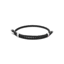 Armband Tommy Hilfiger "Schmuck Edelstahl Armschmuck Lederarmband", bunt (edelstahlfarben, schwarz, blau, rot, wei&szlig;), Armb&auml;nder, Herren, Edelstahl Leder, Edelstahl, Leder, Armband, mit Emaille