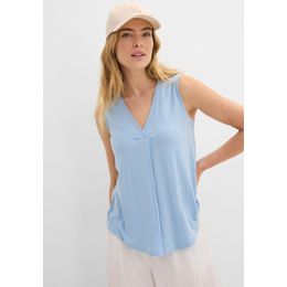 Shirttop bonprix, Damen, Gr. 36/38 (S), hellblau, Jersey, Obermaterial: 95% Viskose, 5% Elasthan, unifarben, bequem h&uuml;ftbedeckend, V-Ausschnitt, Tops Shirttop, bequeme Passform, aus Viskose-Mix, V-Ausschnitt