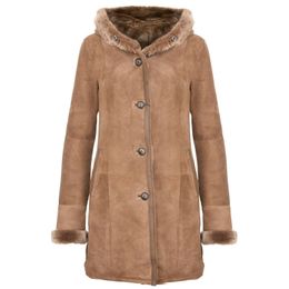 Damen-Parka-Mantel aus Wildleder und Merino-Schaffell-Tripoli