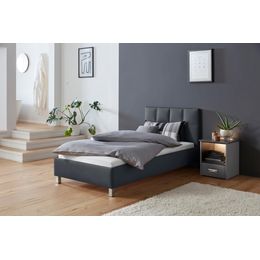 Polsterbett, schwarz, B:110cm H:98cm L:210cm, Bezug Bett: 100% Polyurethan;Bonnell-Federkernmatratze: 51% Polypropylen, 39% Polyester, 10% Baumwolle;Kaltschaummatratze: 100% Polyester, Bezug abnehm- und waschbar bis 60C, Westfalia Schlafkomfort, Betten, Polsterbett