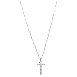 Kette mit Anh&auml;nger Smart Jewel "Buchstabe T mit Zirkonia Steine, Silber 925", silber, Halsketten, Damen, 45cm, Silber 925 (Sterlingsilber)
