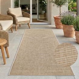 Outdoorteppich Carpet City "Flachgewebe in Sisal-Optik, Wetterfest & UV-best&auml;ndig", braun, B:80cm H:0,5mm L:250cm, Polypropylen, Teppiche, Outdoorteppich, Witterungsbest&auml;ndig f&uuml;r Balkon, Terrasse, Garten