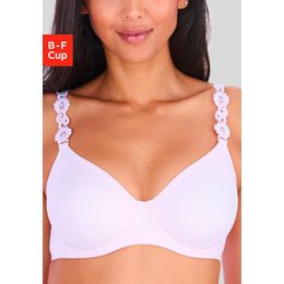 T-Shirt-BH Lascana, Damen, Gr. 100, Cup C, wei&szlig;, Microtouch, Obermaterial: 82% Polyamid (TACTEL), 18% Elasthan (LYCRA), BHs T-Shirt-BH, mit 3 Tr&auml;gern (Wechseltr&auml;ger) und Stickerei &ndash; gro&szlig;e Gr&ouml;&szlig;en, Sommer