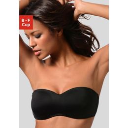 T-Shirt-BH Lascana, Damen, Gr. 100, Cup F, schwarz, Microtouch, Obermaterial: 85% Polyamid, 15% Elasthan, Basic, BHs Bandeau-BH BH Tr&auml;gerlose-BH B&uuml;gel-BH T-Shirt-BH, ohne Schale mit abnehmbaren Tr&auml;gern, Sommer, Topseller