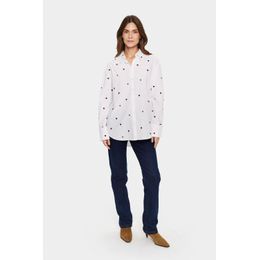 Saint Tropez Langarm - Hemd Oversize fit Ice Burgundy Harts white