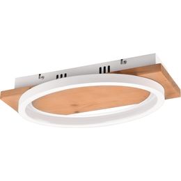 Trio LEUCHTEN LED Wandleuchte "BARCA, Wand- oder Deckenleuchte LED 16W 1800Lumen warmwei&szlig; 3000K", wei&szlig; matt, 1, H: 8cm, 1 Stk., Leuchten, per Wandschalter dimmbar in 3 Stufen, Wandlampe mit Holz-Element, LED Wandleuchte