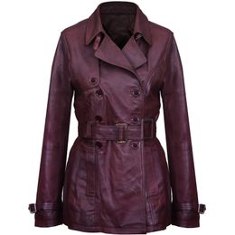 Mittellanger Damen-Trenchcoat aus Leder &ndash; Oakham