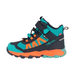 Outdoorschuh Trollkids "Kids Tronfjell Hiker Mid", Kinder, Gr. 33, atlantic blau, schwarz navy, glow orange, Synthetik, Schuhe Outdoorschuh, wasserdicht