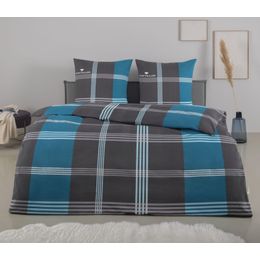 Bettw&auml;sche Tom Tailor HOME "Ole", blau (t&uuml;rkis), B/L: 200cm x 200cm, 1 Stk., 2 Stk., Renforc&eacute;, B/L: 80cm x 80cm & 80cm x 80cm, 3, Renforc&eacute;, Obermaterial: 100% Baumwolle, Bettw&auml;sche, Bettw&auml;sche, karierte Bettw&auml;sche aus Baumwolle, mit Rei&szlig;verschluss