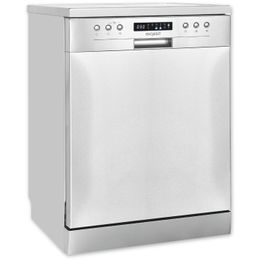 Exquisit Standgeschirrsp&uuml;ler, Energieeffizienz: D (A-G), silber (silberfarben), B:59,8cm H:84,5cm T:60cm, Geschirrsp&uuml;ler, Stand-/Unterbauger&auml;t, 14 Ma&szlig;gedecke &ndash; 6 Programme mit LED & Timer