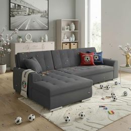 Ecksofa DOMO collection "TREVISO viele Bez&uuml;ge, auch in Cord, L-Form, 267x80x83 cm", grau, B:267cm H:83cm T:178cm, 100% Polyester, Sofas, Ecksofa, wahlw. mit Bettfunktion, inkl. Zierkissen, Unser Dauertiefpreis