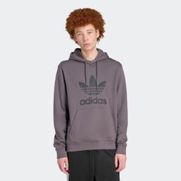 Kapuzensweatshirt adidas originals "ADICOLOR CLASSICS TREFOIL HOODIE", Herren, Gr. M, grau strata, Obermaterial: 100% Baumwolle, angesetztes B&uuml;ndchen, Sweatshirts, Hoodie, Kapuzenpullover mit gro&szlig;em Logoprint