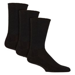 3 Paar Diabetikersocken mit Grippers | Extra breite rutschfeste Haussocken