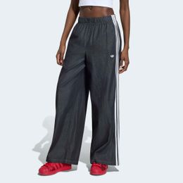 Sporthose adidas originals "DENIM WIDE LEG", Damen, Gr. L, N-Gr, medium schwarz denim, normal, gr., Obermaterial: 100% Baumwolle, Hosen Sporthose, Locker geschnittene Jeans f&uuml;r l&auml;ssigen Style