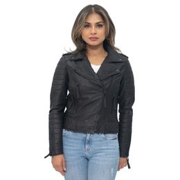 Gesteppte Vintage-Brando-Bikerjacke f&uuml;r Damen aus Leder in Lusaka