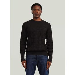G-Star Raw Longpullover G-STAR "Chain Structure Knit Pullover", Herren, Gr. XXL, dk schwarz, Obermaterial: 50% Baumwolle, 50% Polyacryl, Pullover Longpullover