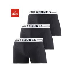 Jack & Jones Boxer JACK & JONES "Sense Trunks", Herren, Gr. L, 3 Stk., schwarz, Jersey, Obermaterial: 95% Baumwolle, 5% Elasthan, k&ouml;rpernah, Unterhosen, Baumwollmischung, elastisches B&uuml;ndchen