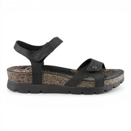 Panama Jack Damen-Keil-Schwarze Leder-Plattformsandalen &ndash; Sulia B2