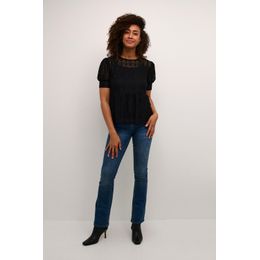 Cream Kurzarm-Bluse Feminine black