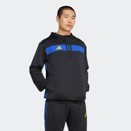 Kapuzensweatshirt adidas Performance "TIRO 25 ESSENTIALS SWEAT HOODIE", Herren, Gr. M, gelb (schwarz, semi lucid blau, crew gelb), Obermaterial: 100% Polyester, normal, Rundhals, angesetztes B&uuml;ndchen, Sweatshirts