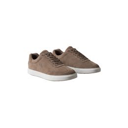 Sneaker Calvin Klein "LOW PROF CUPSOLE WT SU", Herren, Gr. 42, taupe, Leder, aufgeraut, unifarben, Basic, Schuhe Sneaker, Freizeitschuh, Halbschuh, Schn&uuml;rer mit CK-Logo an der Schn&uuml;rung