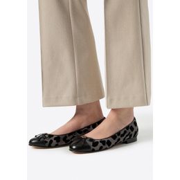 Wittchen Damen-Ballerinas mit Leopardenmuster aus echtem Leder, Grau und Schwarz