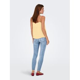 Spaghettitop Only "ONLDEBBIE SINGLET NOOS WVN", Damen, Gr. 42, double cream, Web, Obermaterial: 100% Polyester, unifarben, regular fit normal, V-Ausschnitt, Tops, Kunstfaser, regular fit, Rundhals