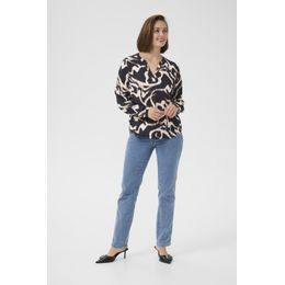 Kaffe Langarm-Bluse KAbeathe Regular fit black offwhite