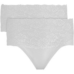 Taillenslip Nina von C. "Fine Cotton", Damen, Gr. 50, wei&szlig;, Obermaterial: 100% Baumwolle. Spitze: 91% Polyamid, 9% Elasthan, bestickt, unifarben, k&ouml;rpernah, Unterhosen Taillenslip, eng, elastisch, bequem, feminin, atmungsaktiv, breiter Bund mit Spitze