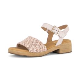 Sandalette Gabor "Pisa", Damen, Gr. 38, rosa (ros&eacute;), Bast, Nappaleder, Flechtoptik, Schuhe Sandalette, Blockabsatz, Sommerschuh in Komfortweite H (=sehr weit)