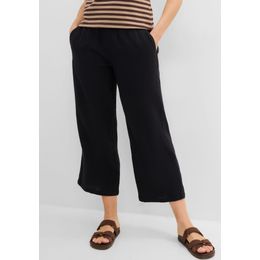 Culotte bonprix, Damen, Gr. 40, N-Gr, schwarz, Obermaterial: 100% Baumwolle, loose fit, Hosen Culotte, aus Baumwolle, aus Musselin-Material, lockere Passform