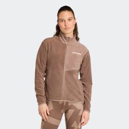 Fleecejacke adidas terrex "MULTI", Damen, Gr. L, earth strata, Obermaterial: 100% Polyester, normal, Jacken Fleecejacke