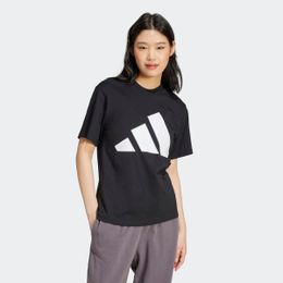 T-Shirt adidas Sportswear "ESSENTIALS BIG LOGO COTTON", Damen, Gr. L, schwarz-wei&szlig; (schwarz, wei&szlig;), Obermaterial: 100% Baumwolle, Rundhals, Shirts T-Shirt, sportlicher Stil, Rundhalsausschnitt, aus Baumwolljersey