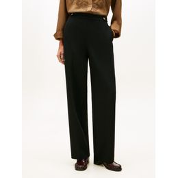 Anzughose Tommy Hilfiger "PUNTO GB STRAIGHT PANT", Damen, Gr. 46, N-Gr, schwarz, Web, Obermaterial: 68% Polyester, 28% Viskose, 4% Elasthan, unifarben, straight fit kn&ouml;chellang, Hosen Anzughose