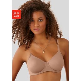 T-Shirt-BH Nuance, Damen, Gr. 100, Cup E, braun (nougat), Microtouch, Obermaterial: 82% Polyamid (TACTEL), 18% Elasthan (LYCRA), Basic, BHs T-Shirt-BH, mit B&uuml;gel & transparenten Tr&auml;gern &ndash; gro&szlig;e Gr&ouml;&szlig;en, Sommer, Topseller