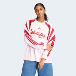 Langarmshirt adidas Sportswear "W HER LS", Damen, Gr. S, clear pink, active maroon, Obermaterial: 100% Polyester, normal, Rundhals, Shirts Langarmshirt