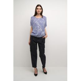 Kaffe &Auml;rmellose Bluse Loose fit Indigo Blue/Turtledove Leaf blue white