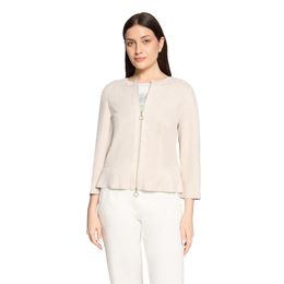 Jackenblazer Betty Barclay "Damen mit Rei&szlig;verschluss", Damen, Gr. 36, grau beige, Samt, Obermaterial: 92% Polyester, 8% Elasthan, sehr schmal normal, Rundhals, Blazer