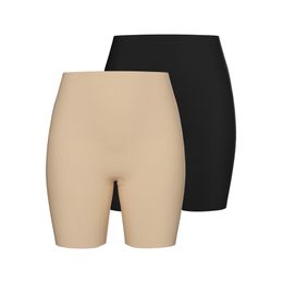 Radlerhose Pieces "PCNAMEE SHORTS 2-PACK NOOS", Damen, Gr. M, N-Gr, schwarz (schwarz pack:2 pack schwarz, natur), Jersey, Obermaterial: 75% Polyamid, 25% Elasthan, unifarben, slim fit, Hosen Radlerhose