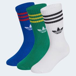 Sportsocken adidas originals "CREW SOCK 3P", M&auml;dchen, Gr. 25-27, collegiate royal, bold gr&uuml;n, wei&szlig;, Obermaterial: 60% Baumwolle, 27% Polyester, 8% Polyamid, 5% Elasthan, Socken Sportsocken