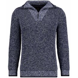 Rundhalspullover Ragman, Herren, Gr. 52, blau, melange, 171, Strick, 100% Baumwolle, Pullover Rundhalspullover