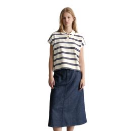 Marc O'Polo Poloshirt MARC O'POLO DENIM "aus schwerem Single Jersey", Damen, Gr. L, sanftes wei&szlig;, Obermaterial: 100% Baumwolle, gestreift, normaler Saum, Shirts