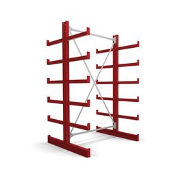 STIER Kragarmregal doppelseitig 1 Feld mit 5 Ebenen 1300x2000x500mm feuerrot (905274)
