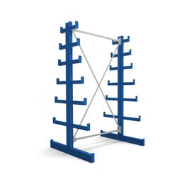 STIER Kragarmregal doppelseitig 1 Feld mit 6 absteigenden Ebenen 1300x2000x500mm enzianblau (905264)