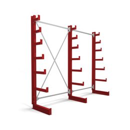 STIER Kragarmregal einseitig 2 Felder mit 6 absteigenden Ebenen 2600x2000x500mm feuerrot (905280)