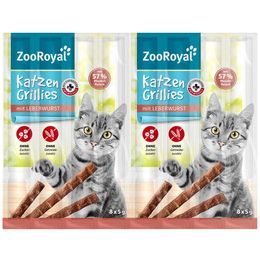 ZooRoyal Katzen-Grillies mit Leberwurst Katzensnacks ohne Zuckerzusatz 8x5 g